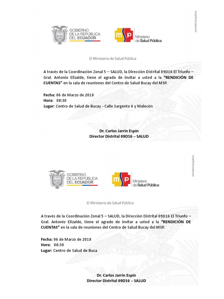 Invitaciones Rendicion de Cuentas1 | PDF