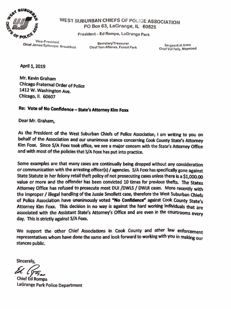 Chief Ed Rompa - LaGrange Police Department April 1 Letter | PDF ...