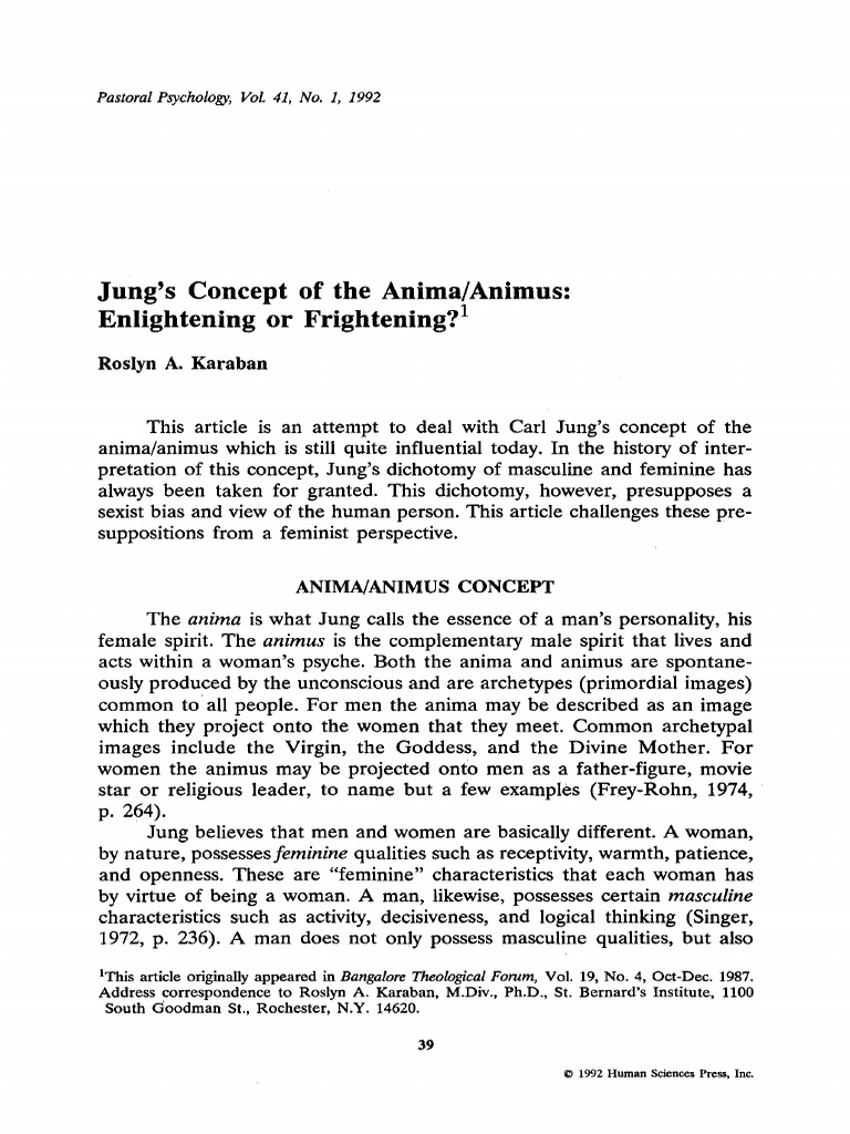 Jung's Concept of The Anima:Animus - Enlightening or Frightening? | PDF ...
