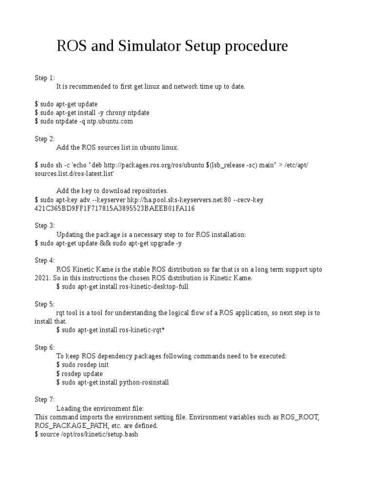 ROS Setup Instructions | PDF | Operating System Technology | System ...