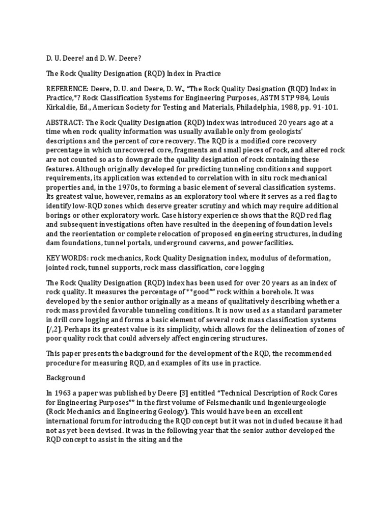 Rock Quality Designation (RQD) Explained | PDF | Weathering | Geology