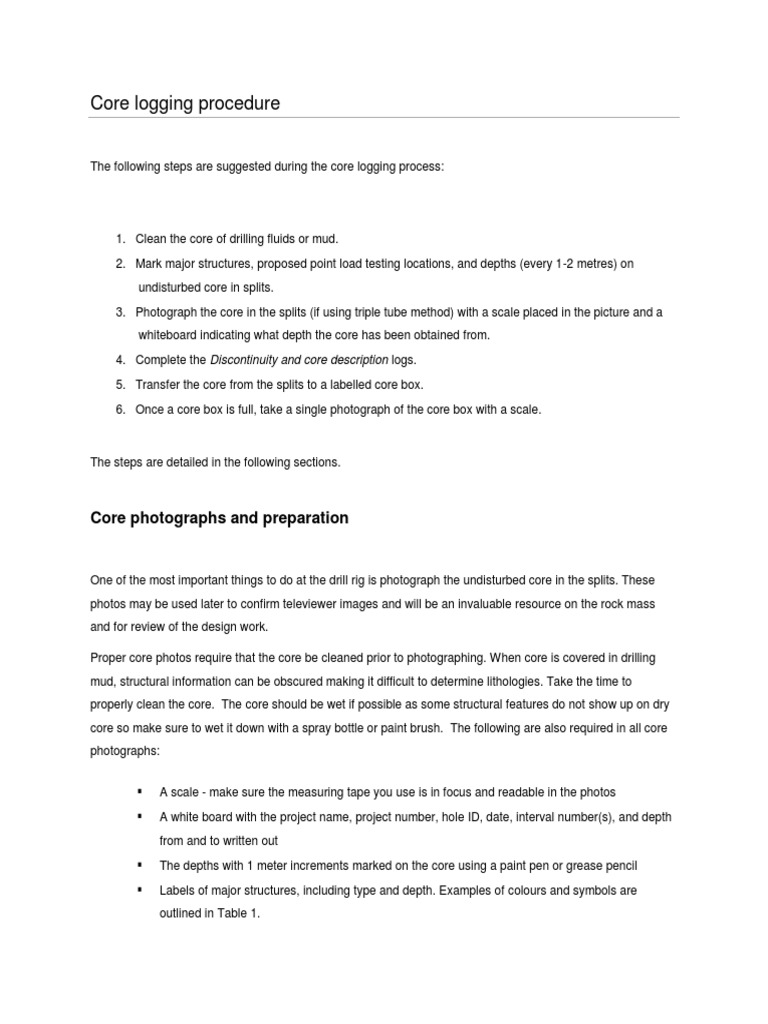 Core Logging Procedure | PDF | Clastic Rock | Sedimentary Rock