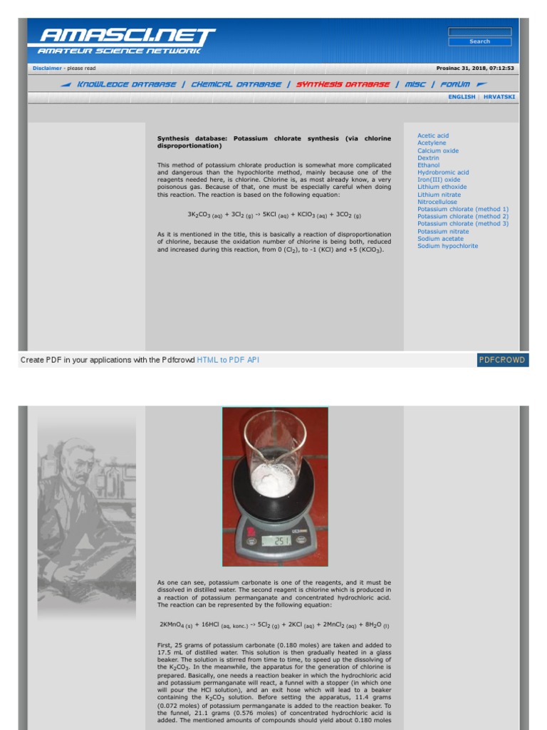 Kclo3 Potassium - Chlorate - Synthesis - 1 - PHP - PDF | PDF ...