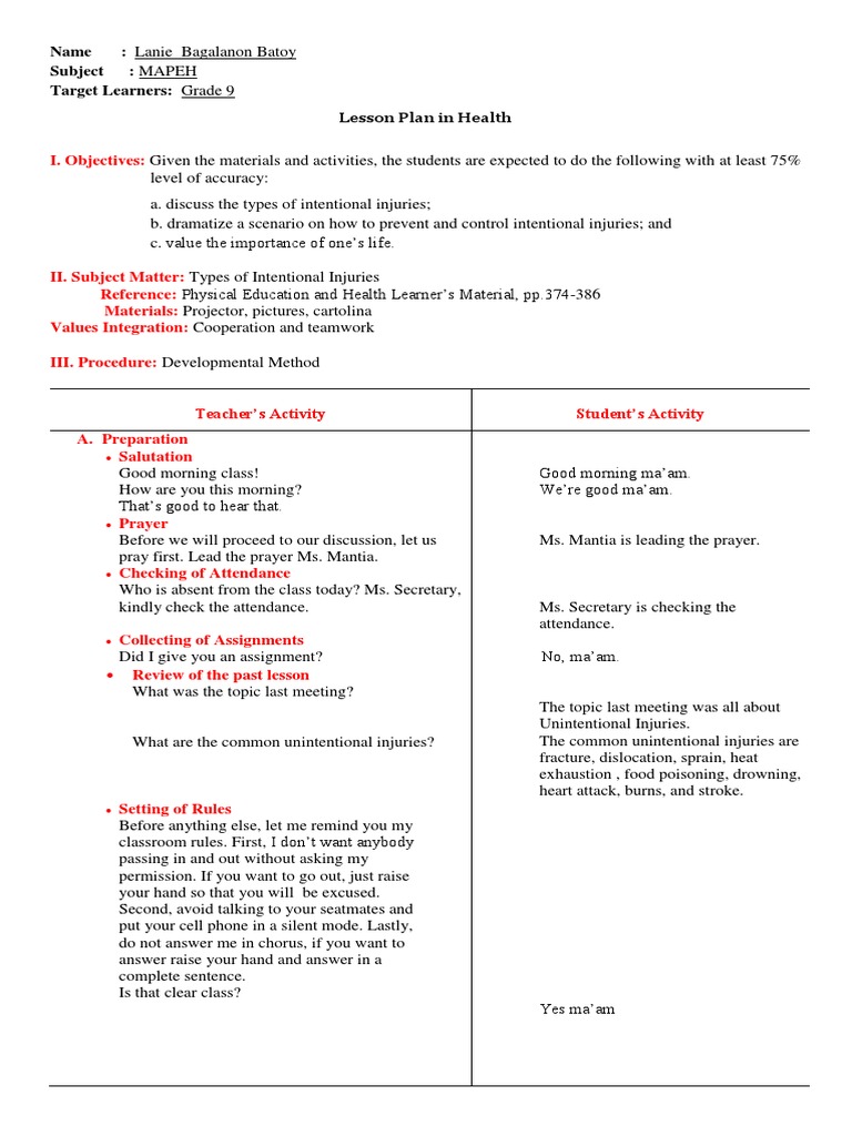 Revised Lesson Plan finalCOT | PDF | Domestic Violence | Bullying