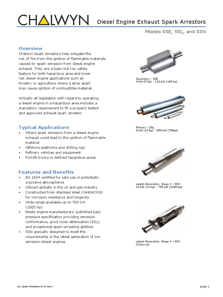 Diesel Engine Spark Arrestors Overview | PDF | Engines | Exhaust Gas