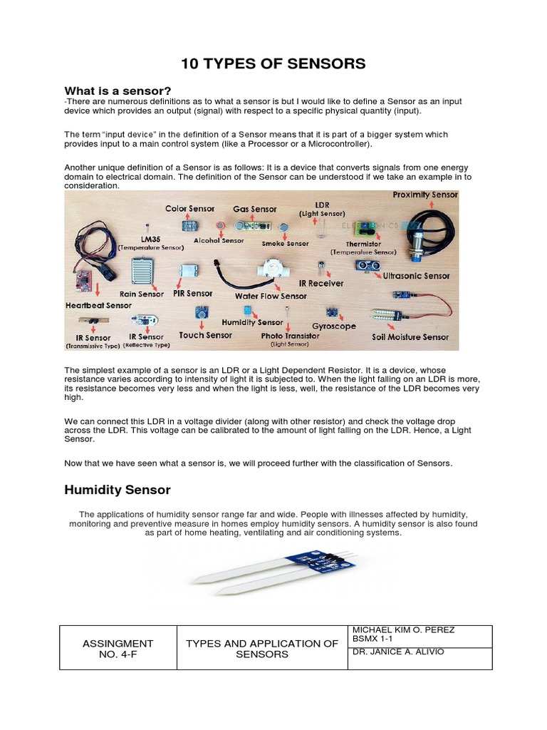 The 10 Most Common Types of Sensors: Their Uses and Applications | PDF ...