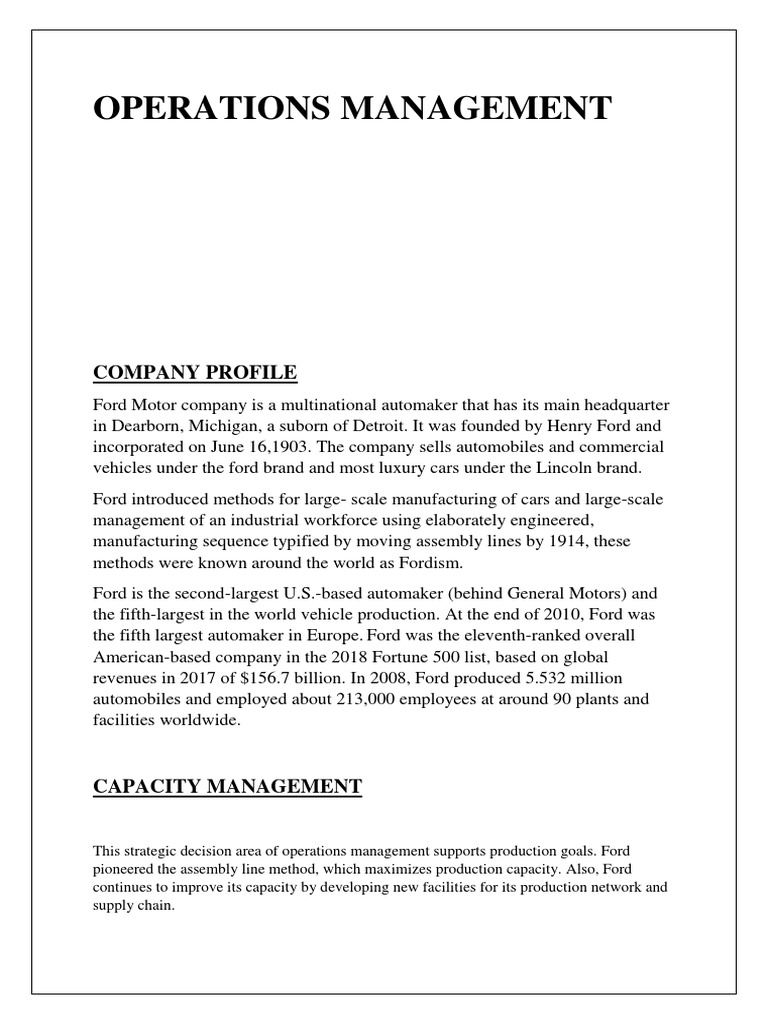 Ford's Operations and Inventory Strategies | PDF | Ford Motor Company ...