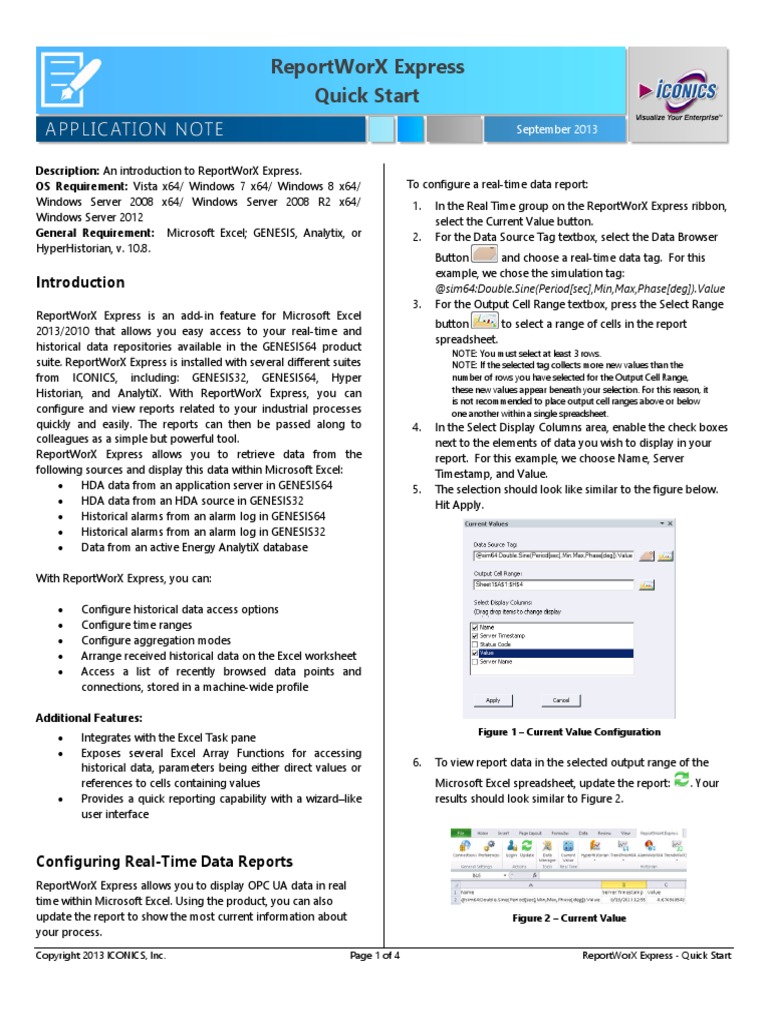 ReportWorX Express - Quick Start | PDF | Microsoft Excel | Spreadsheet
