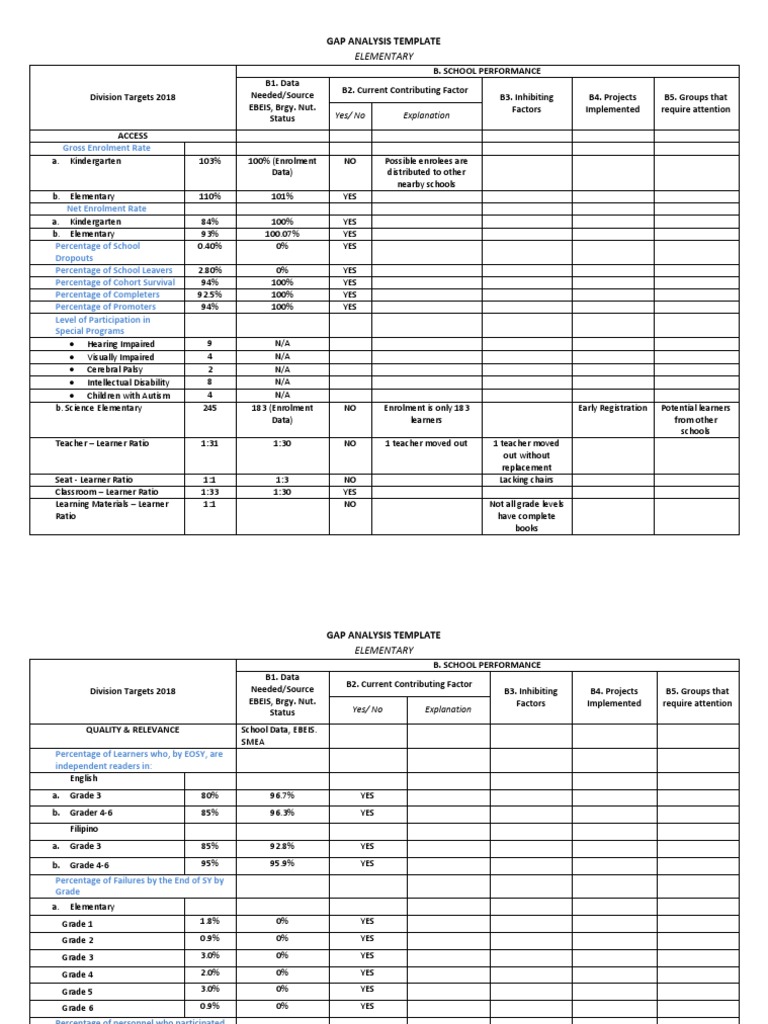 Gap Analysis Template | PDF | Disability | Behavior Modification