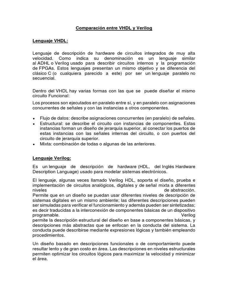 Comparación Entre VHDL y Verilog - PEREYRA PELÁEZ OSCAR ABEL | PDF ...