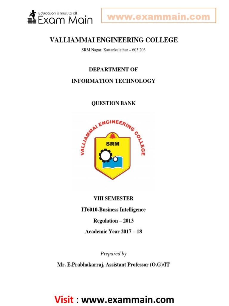 IT6010-Business Intelligence Question Bank WWW - Exammain-1 | PDF ...