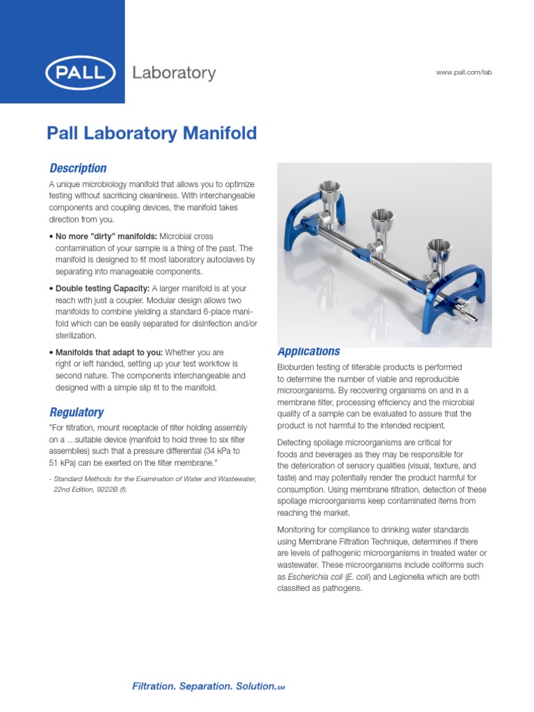 Manifold Pall | PDF | Filtration | Microorganism