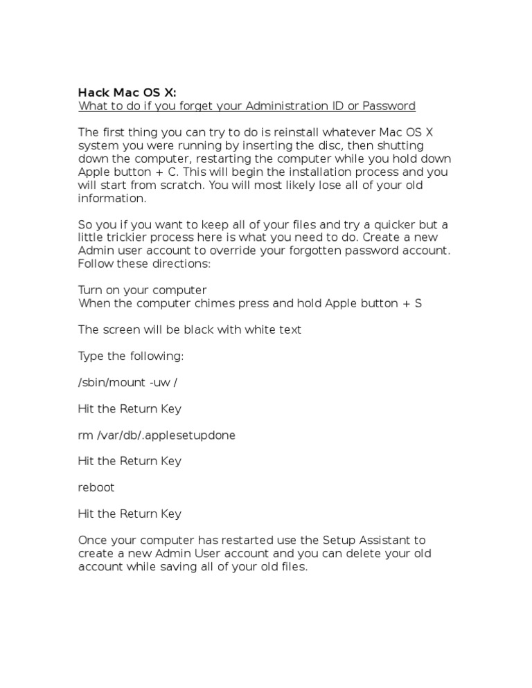 New Admin Setup Mac OS X (How To) | PDF | Business