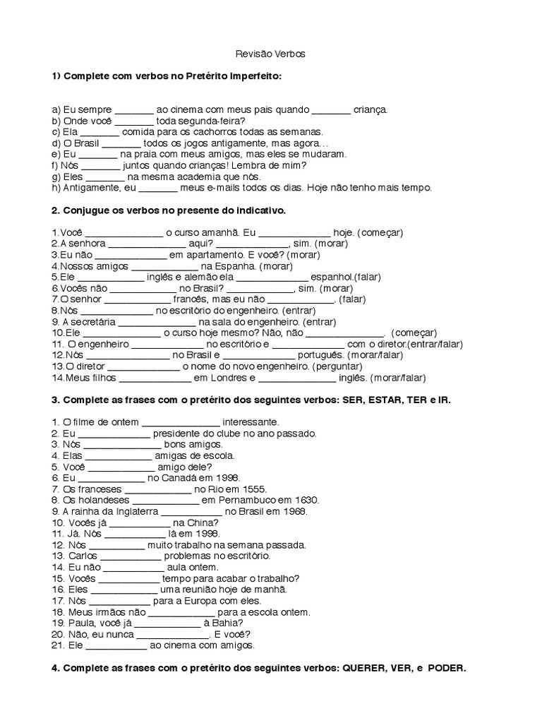 Exercicio Verbos | PDF