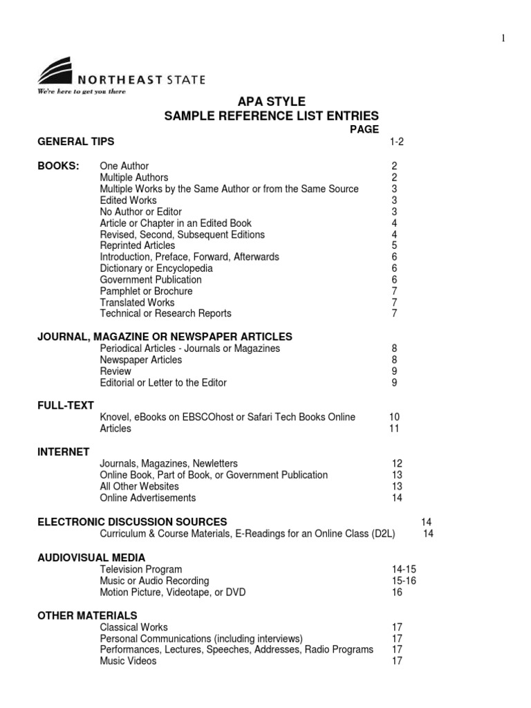 Apa Style Sample Reference List Entries: General Tips Books | PDF | Digital Object Identifier ...