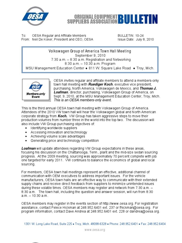 10-24 VW Loafman Town Hall Meeting | PDF | Volkswagen Group | Visa Inc.