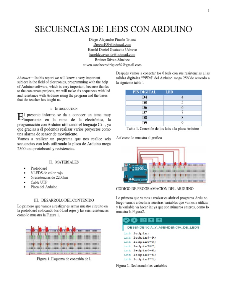 Secuencias de Led Arduino | PDF | Arduino | Diodo emisor de luz