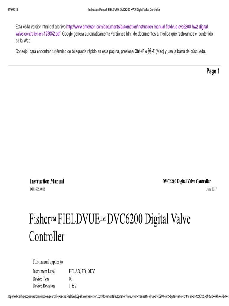 Instruction Manual - FIELDVUE DVC6200 HW2 Digital Valve Controller PDF ...