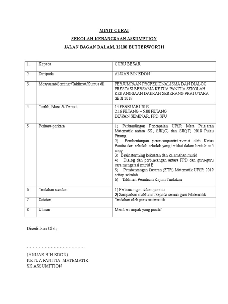 Minit Curai Bengkel Matematik 2019 | PDF