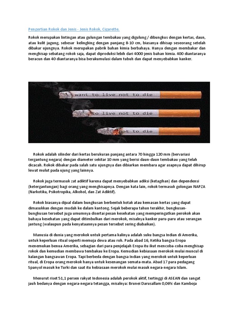Pengertian dan Jenis-Jenis Rokok | PDF | Pengembangan Diri | Kesehatan ...
