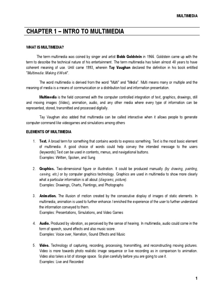 Chapter 1-Intro To Multimedia | Download Free PDF | Multimedia ...