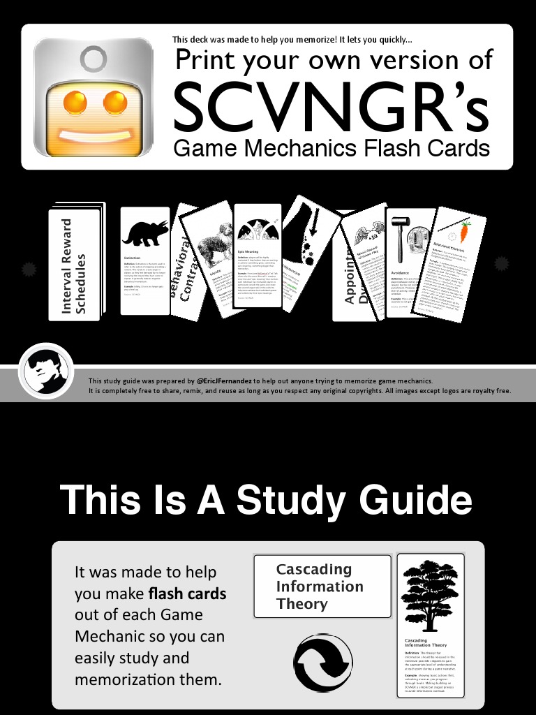 Print Your Own Version of SCVNGR's Game Mechanics Flash Cards | PDF ...