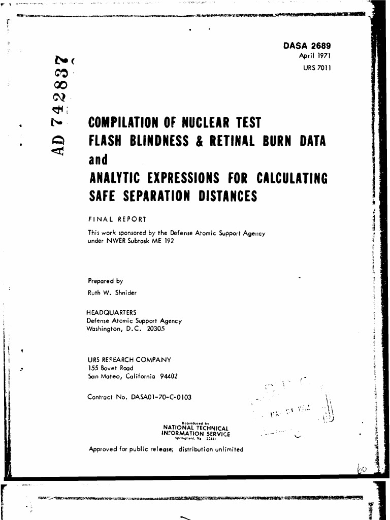 Retinal Burn and Flash Blindness Data For Nuclear Tests | PDF | Human ...