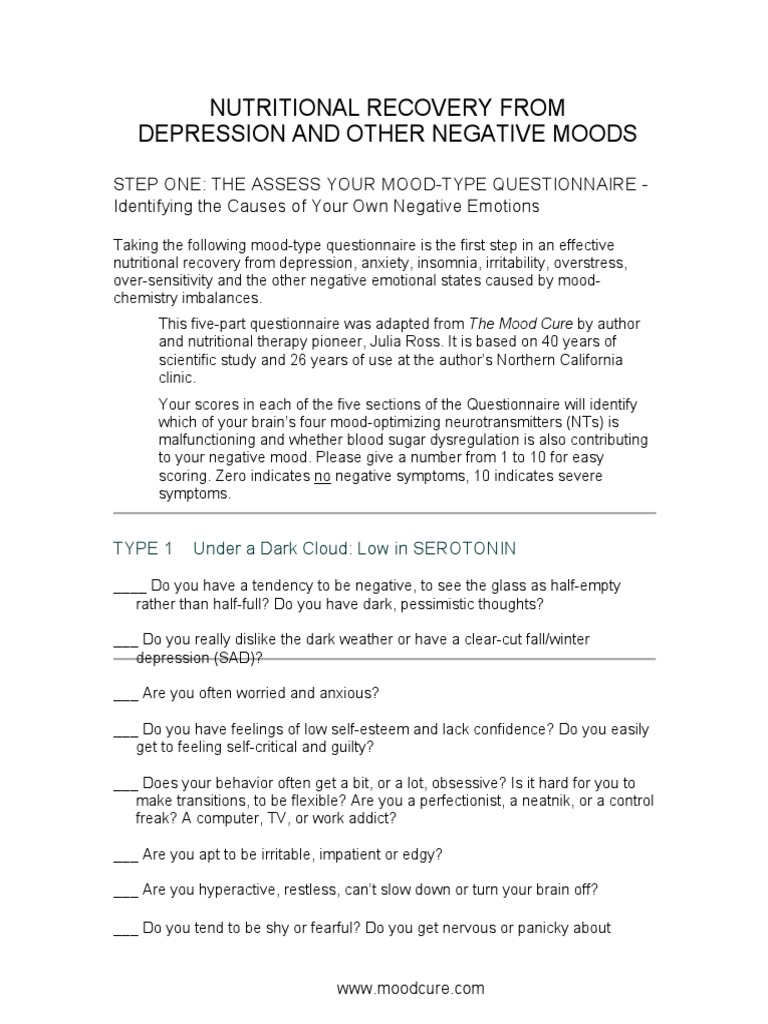 Mood Type Questionnaire Practitioners PDF | PDF | Mood (Psychology ...