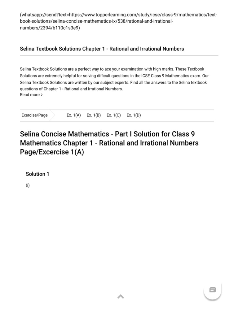 Selina Solutions For Mathematics ICSE Class 9, Chapter 1 Rational and Irrational Numbers ...
