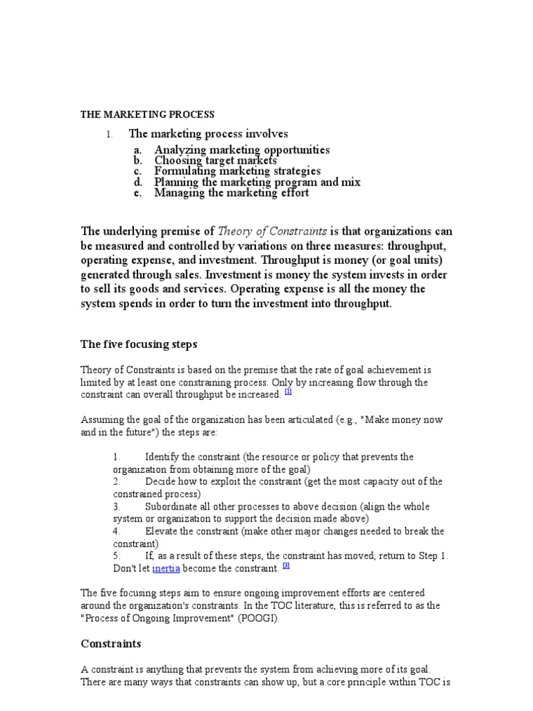 The Five Focusing Steps | PDF | Pricing | Direct Marketing