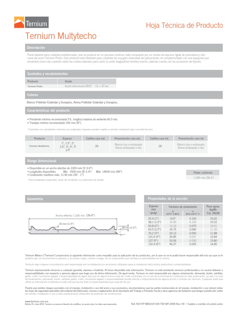 Ternium Multytecho: Hoja Técnica de Producto | Naturaleza