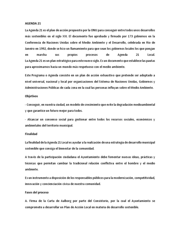 Agenda 21 | PDF | Desarrollo sostenible | Naciones Unidas