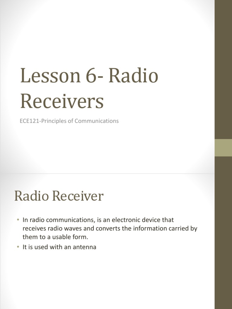 Lesson 6 - Radio Receivers | PDF | Detector (Radio) | Amplifier