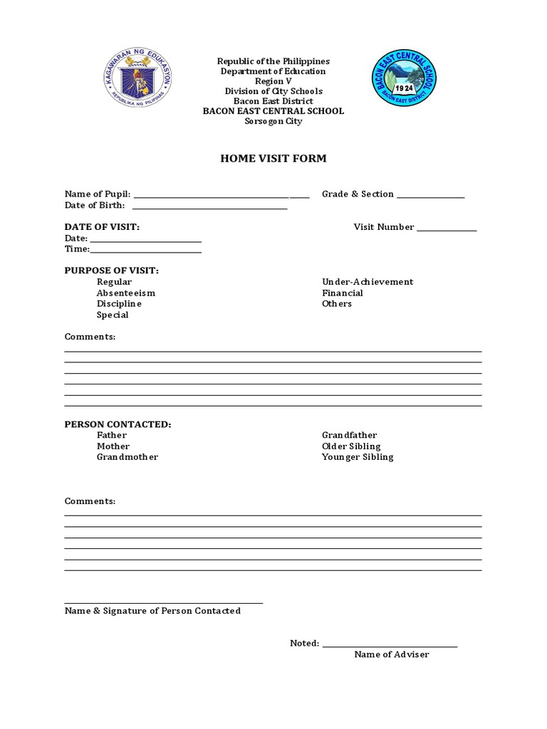 Home Visit and Incident Report Forms | PDF | Homework | Cognition