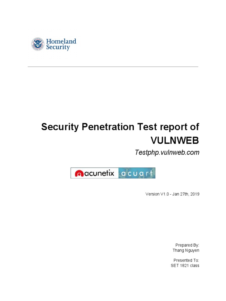 Security Penetration Test Report of VULNWEB PDF | PDF | Information ...