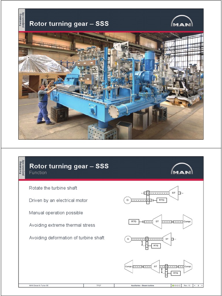 Rotor turning gear operation guide | PDF | Turbine | Turbocharger