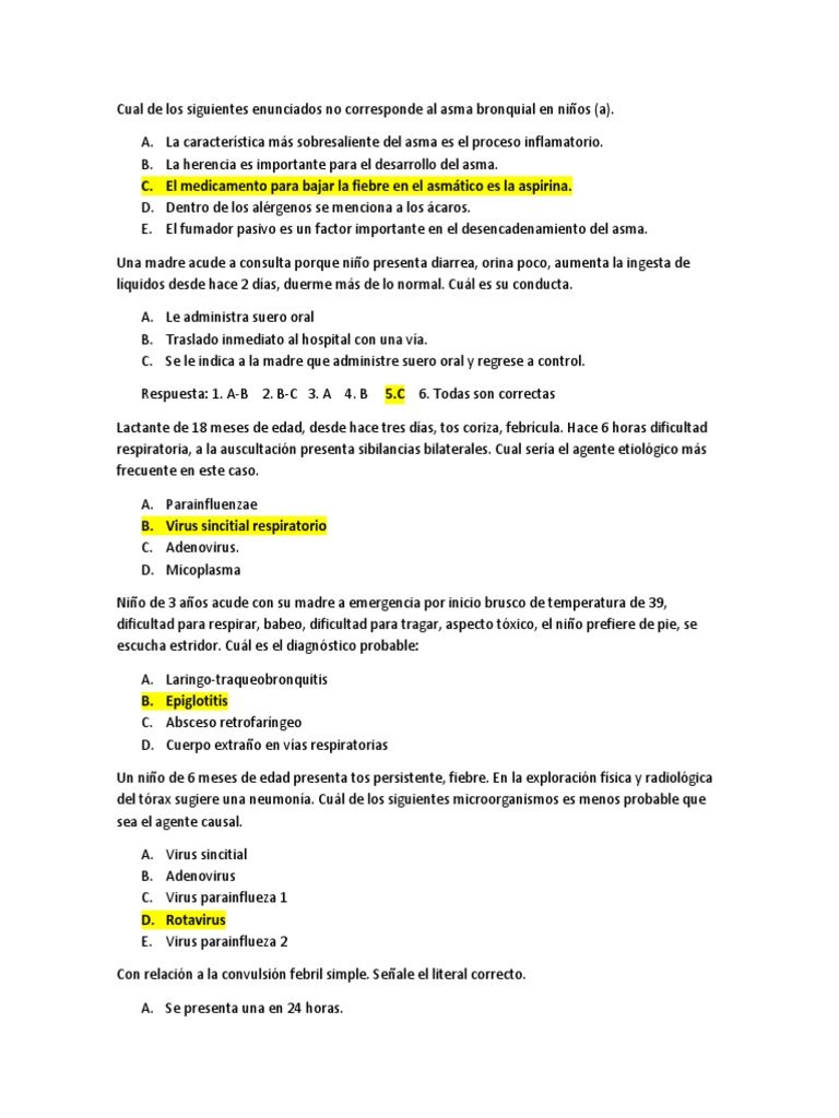 CUESTIONARIO Alis | PDF | Meningitis | Asma