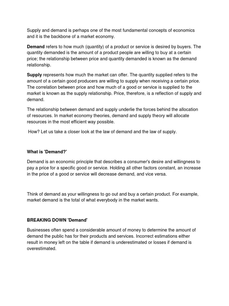 Economics: Supply & Demand Basics | PDF | Supply And Demand | Supply ...
