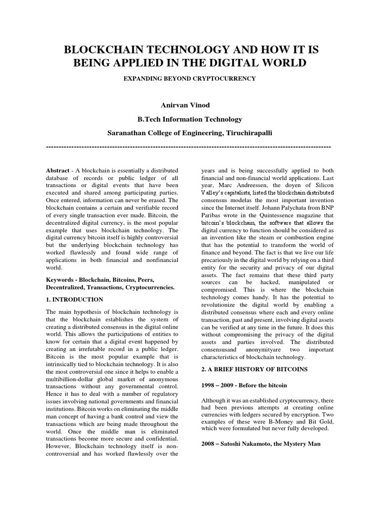 Blockchain Technology PDF | PDF | Cryptocurrency | Bitcoin