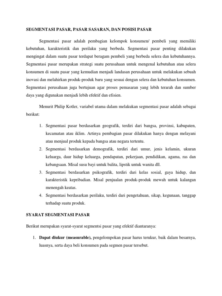 Strategi Segmentasi Pasar | PDF