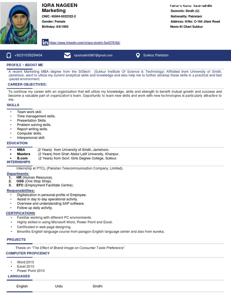 Iqra's CV PDF | PDF | Communication | Computing And Information Technology
