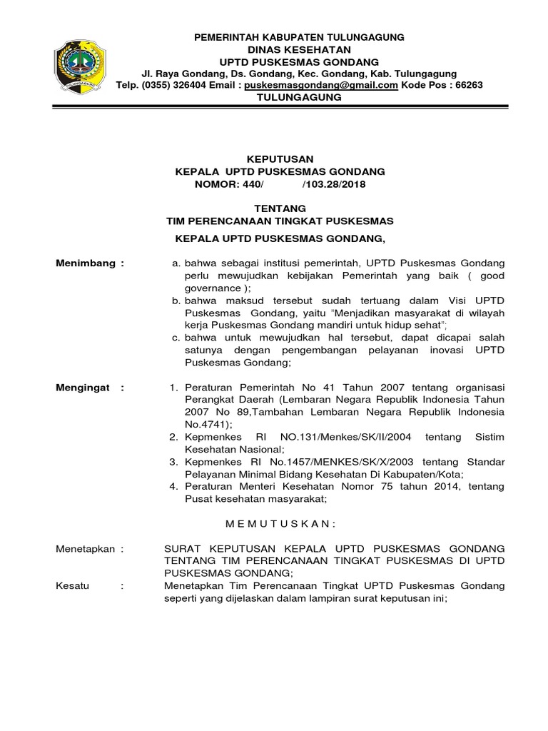 SK PTP Pusk Gondang | PDF