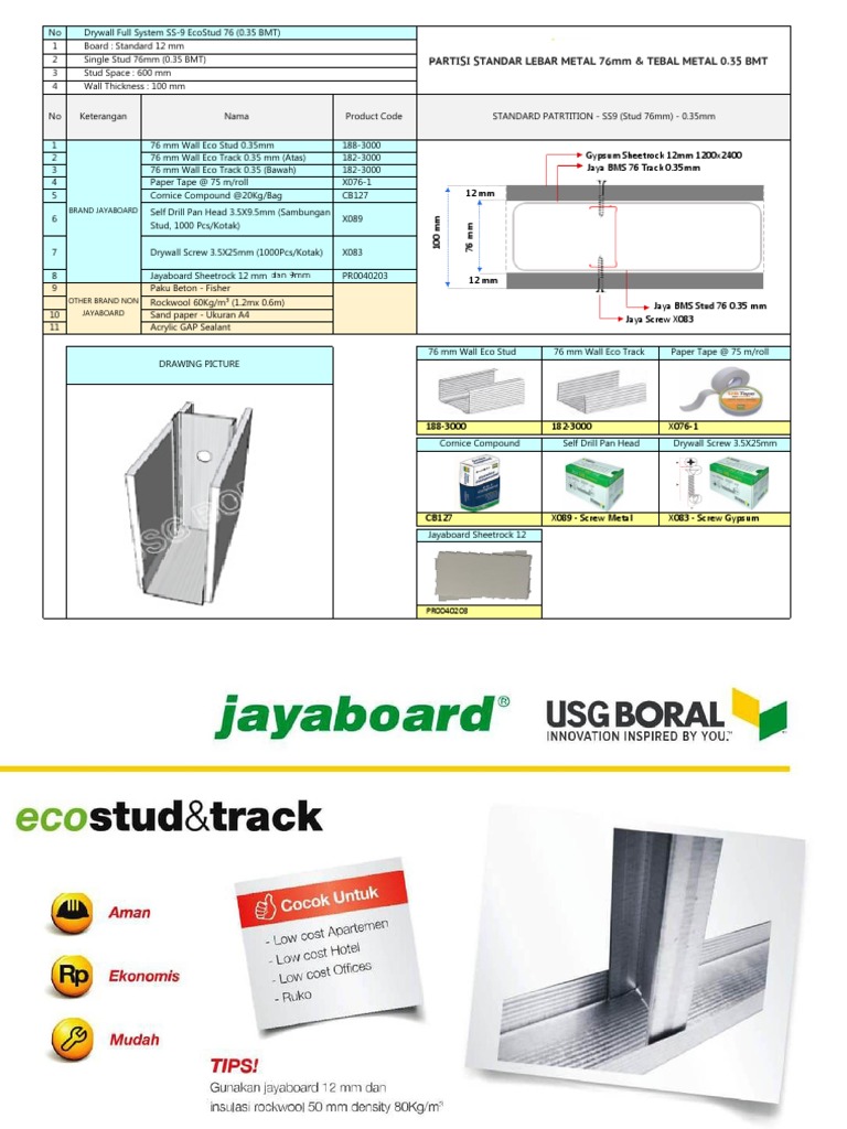 Spec & Brochure - Partition Eco 0.35 MM PDF | PDF | Drywall ...
