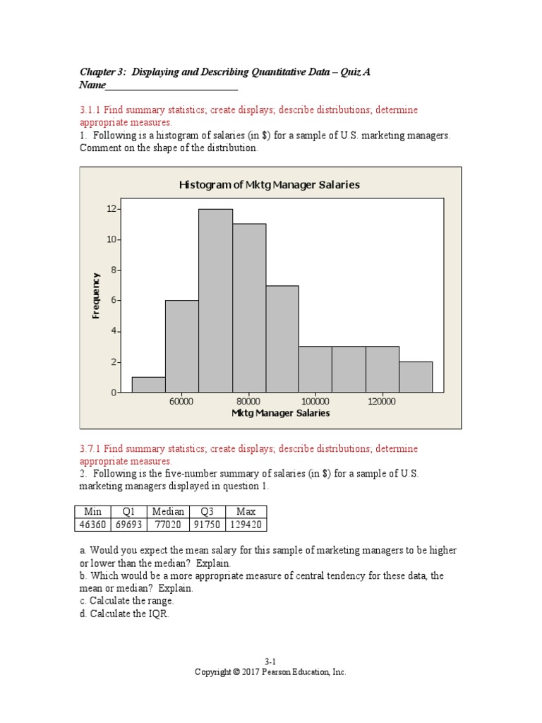Ch. 3 Displaying and Describing Quantitative Data PDF | PDF | Histogram ...