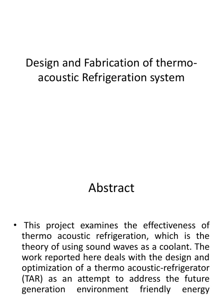 Design and Fabrication of Thermo-Acoustic Refrigeration System ...