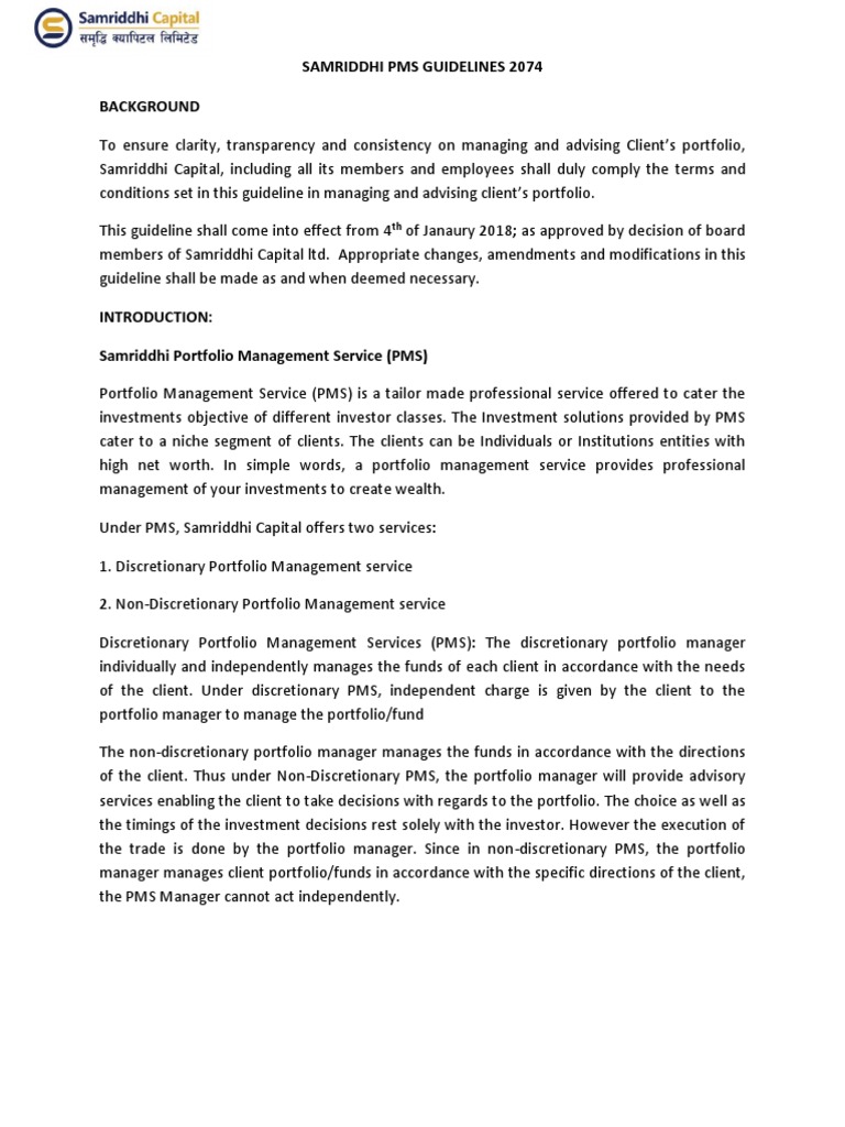 PMS Guidelines | PDF | Investment Management | Banks