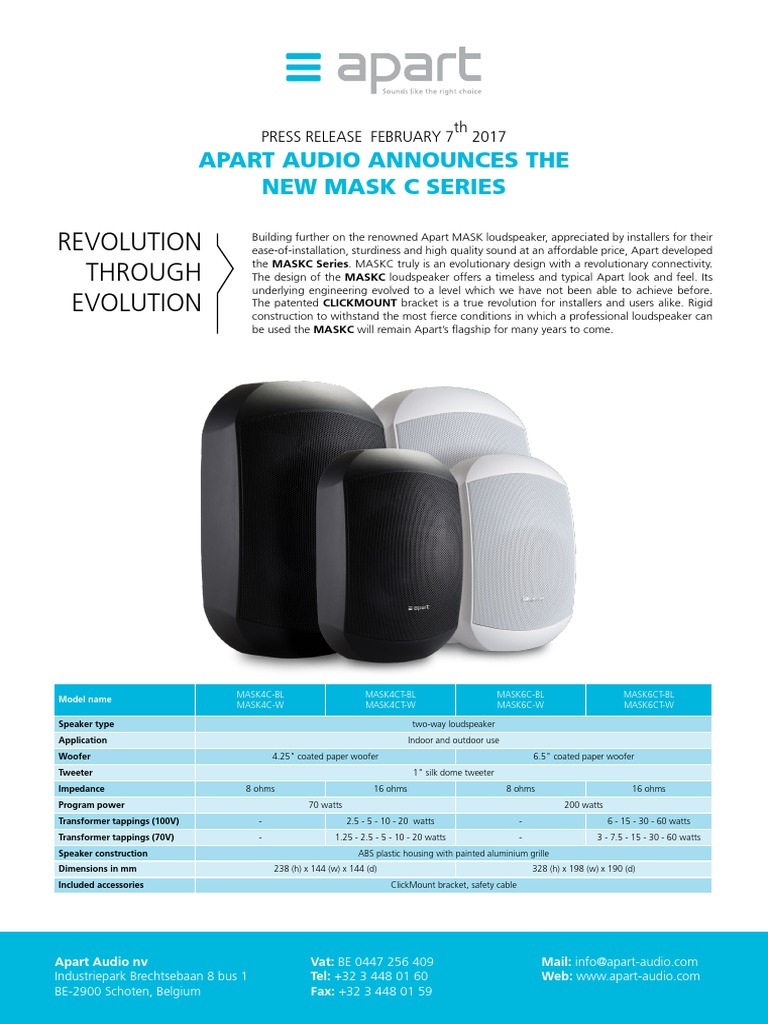 Apart Audio MASKC Series Press Release PDF | PDF | Loudspeaker ...