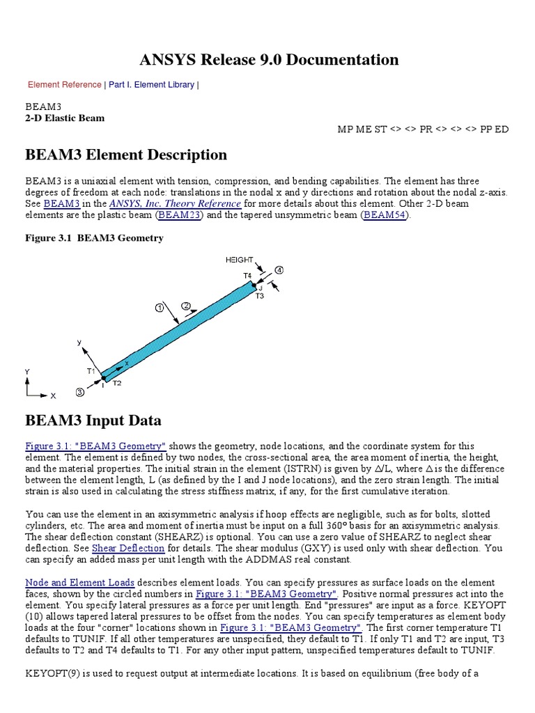 Ansyshelp Beam3 PDF | PDF | Beam (Structure) | Continuum Mechanics