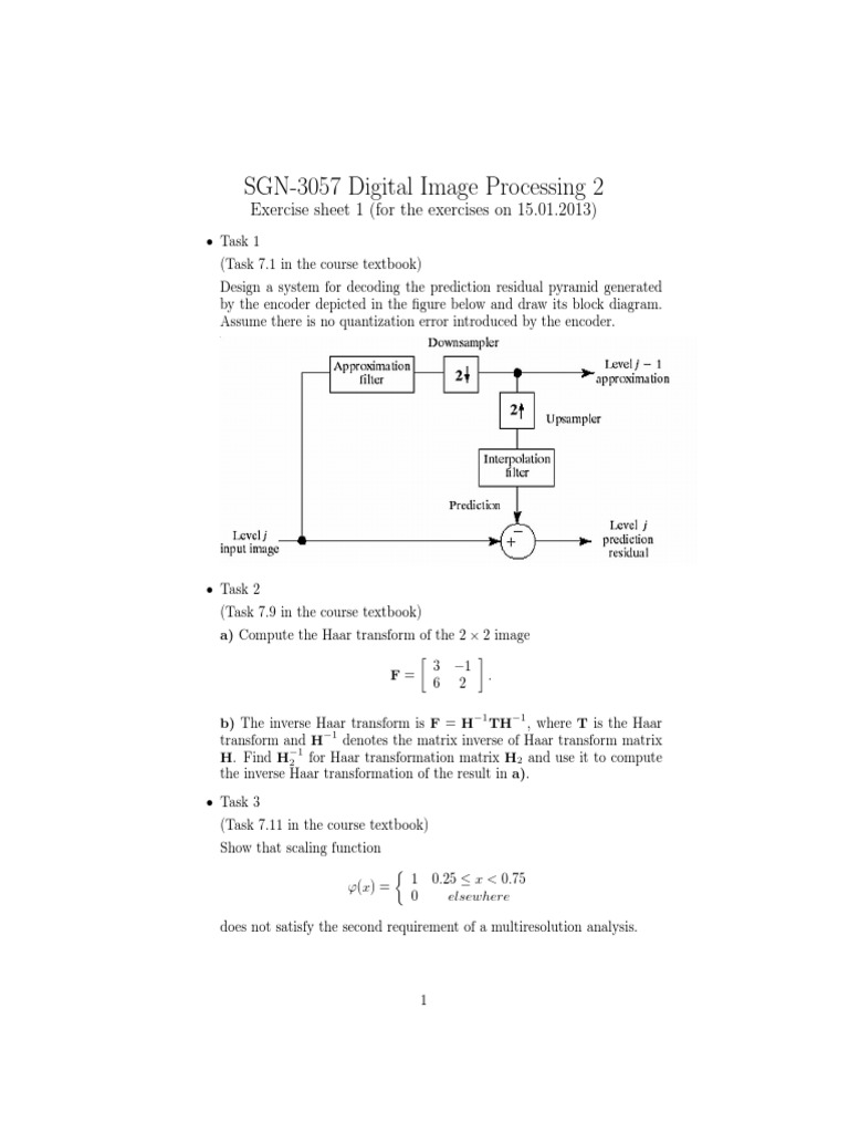 DIP2 Ex1 Tasks 2013 PDF | PDF