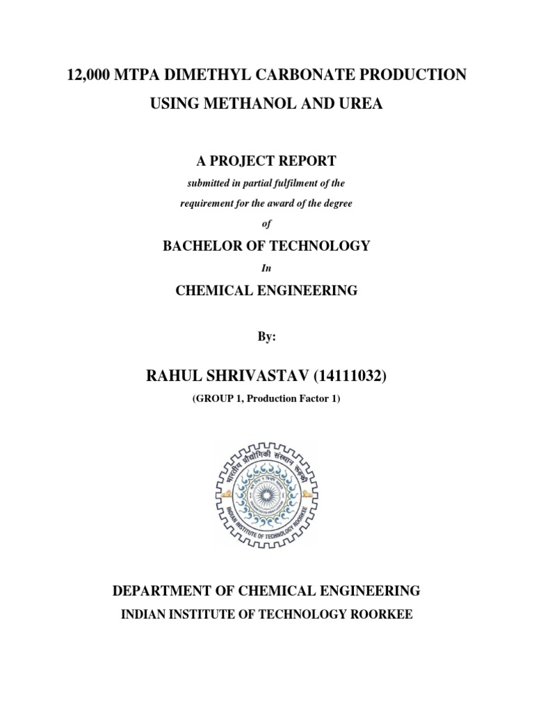 BTP Report Rahul Final | PDF | Methanol | Enthalpy